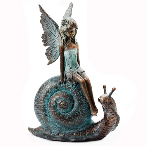 Fairy On Snail Resin - Stewarts Garden Centre