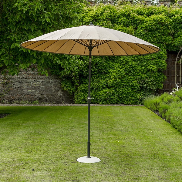 Geisha 2.7m Fibreglass Parasol (Taupe) - Stewarts Garden Centre