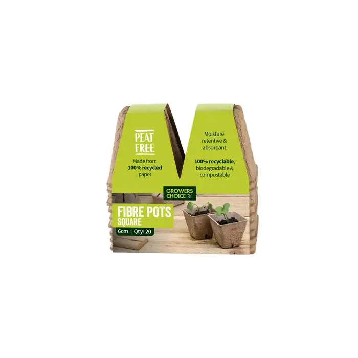 Peat Free 6cm Pots Square 20Pk UK - Stewarts Garden Centre