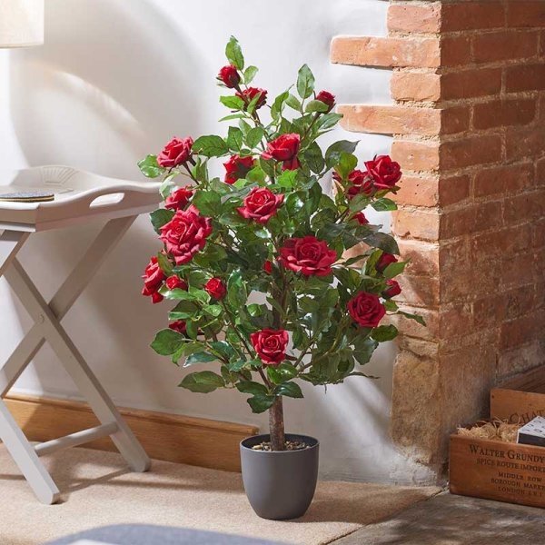 Faux Regent's Rose Ruby Red 80cm - Stewarts Garden Centre