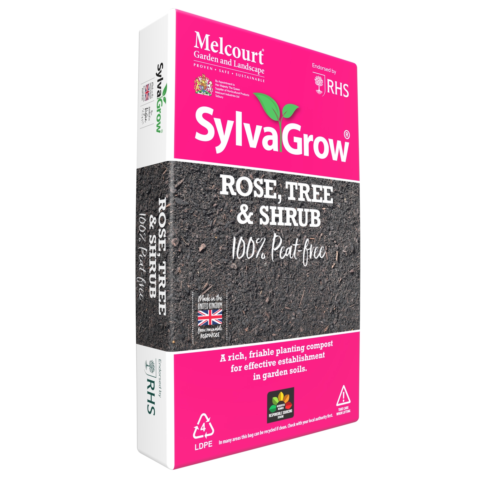 SylvaGrow Rose Tree & Shrub Compost Peat Free 40L - Stewarts Garden Centre